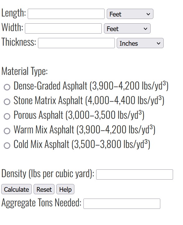 Asphalt calculator